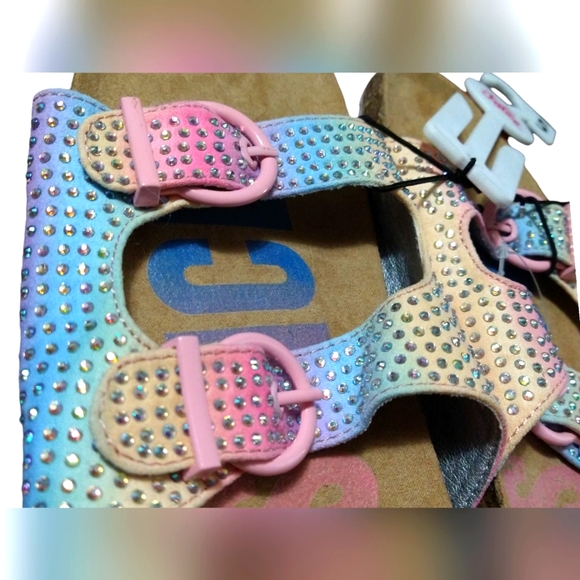 Justice | Shoes | Justice Girls Belted Slip On Rainbow Rhinestone ...